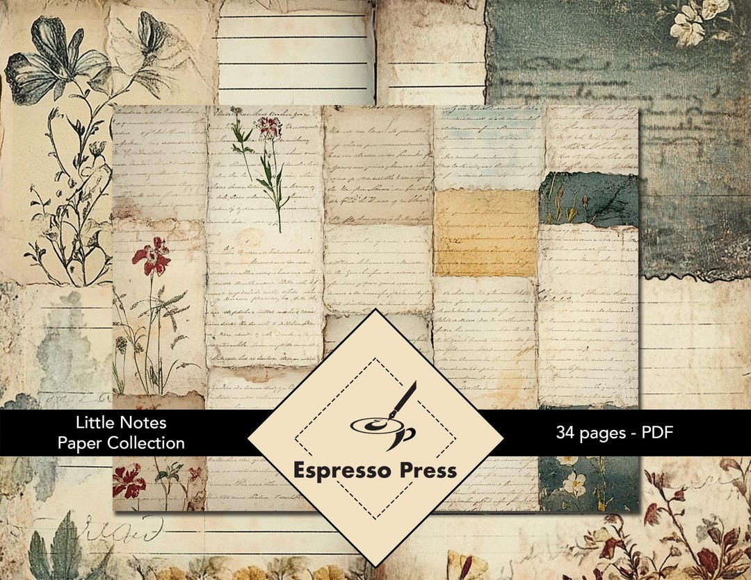 Little Notes Paper Collection - PDF Only, Flowers, Leaves, Text ...