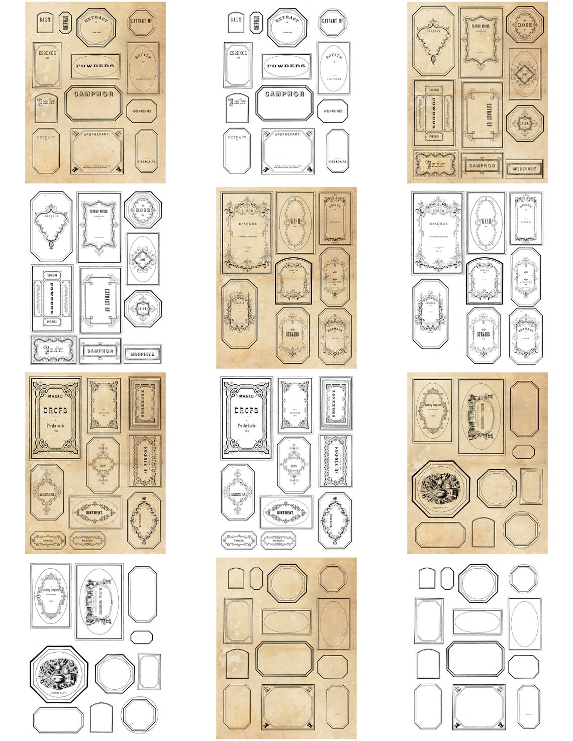Antique Apothecary Labels Digital Download Printables | Etsy Canada
