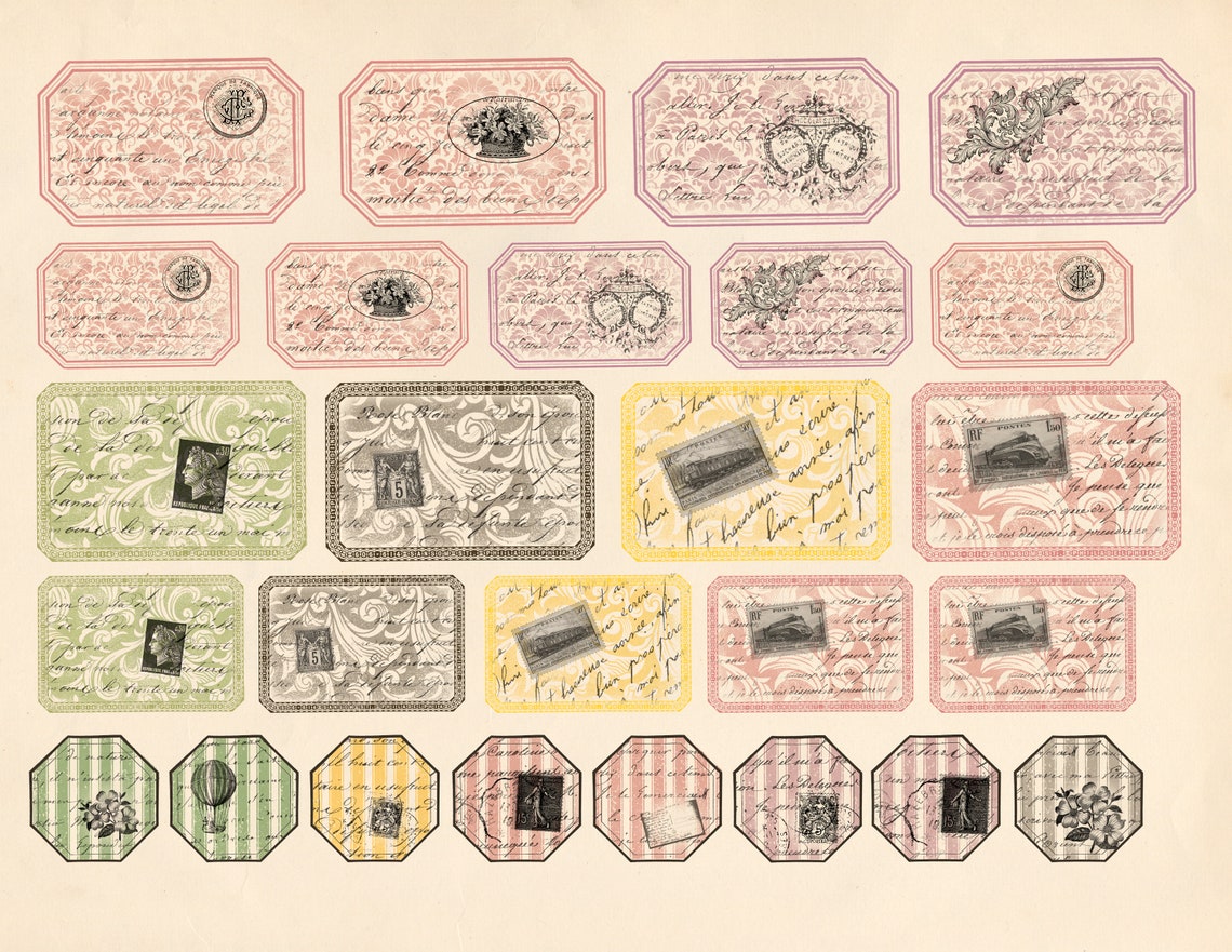 451 French Vintage Labels 18 Pages in All Mix Match - Etsy
