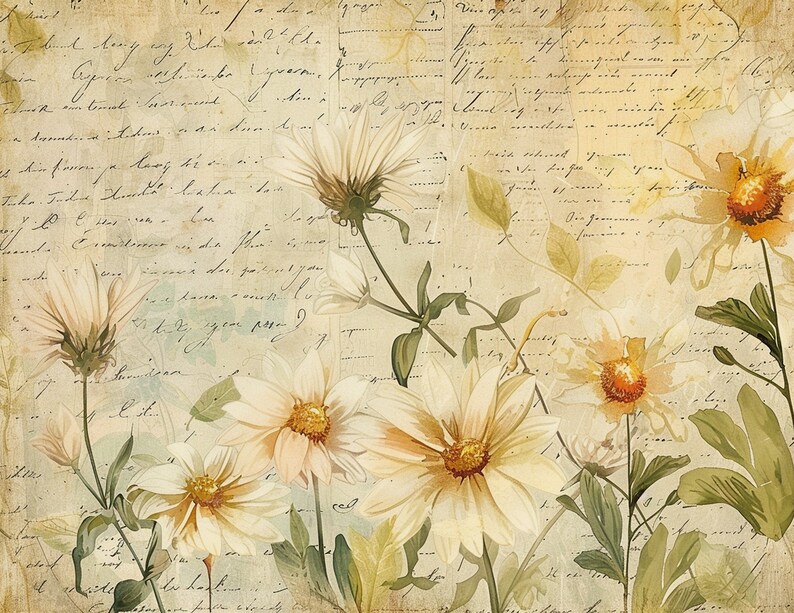 Daisies Paper Collection - PDF Only, Papers, Daisies, Watercolor ...