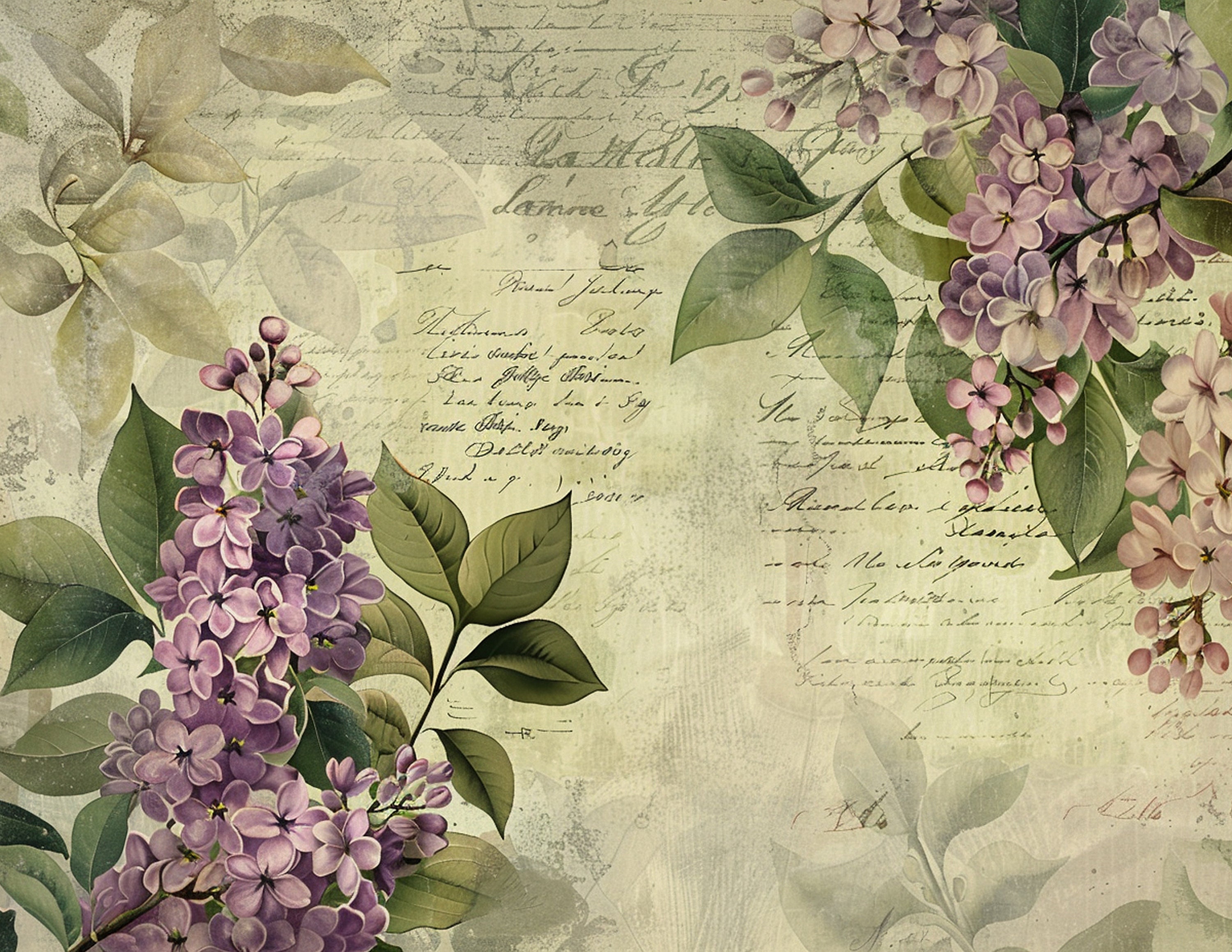 Lilacs Paper Collection PDF Only, Papers, Watercolor, Leaves, Flowers ...
