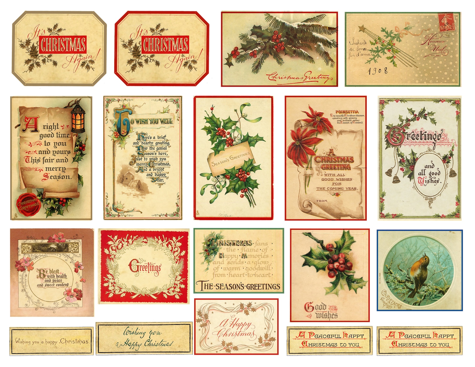 240 Vintage Christmas Labels & Ephemera - ZIP File and PDF ONLY Link ...