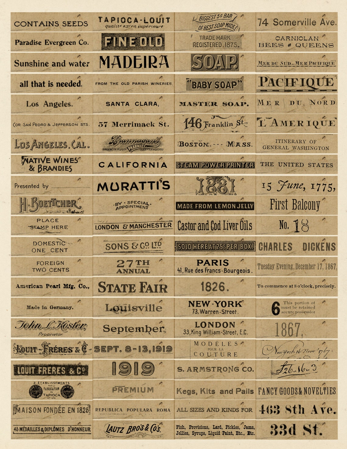 336 Random Labels Digital Printable Large Variety Vintage - Etsy