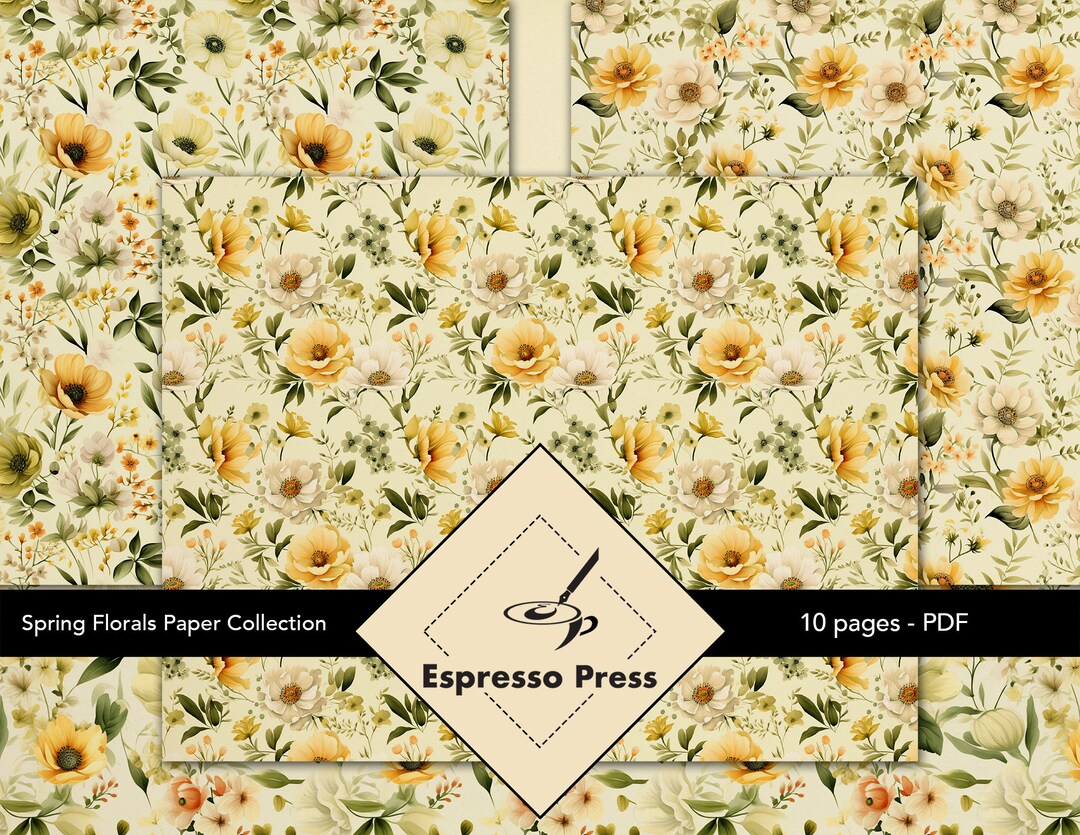 Spring Florals Paper Collection PDF Only, Papers, Springtime, Spring ...