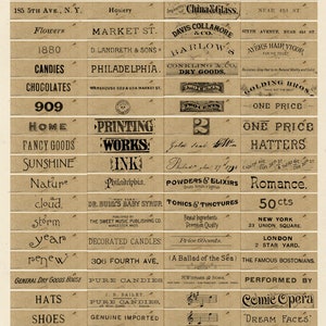 336 Random Labels Digital Printable - Large Variety Vintage Text - Etsy