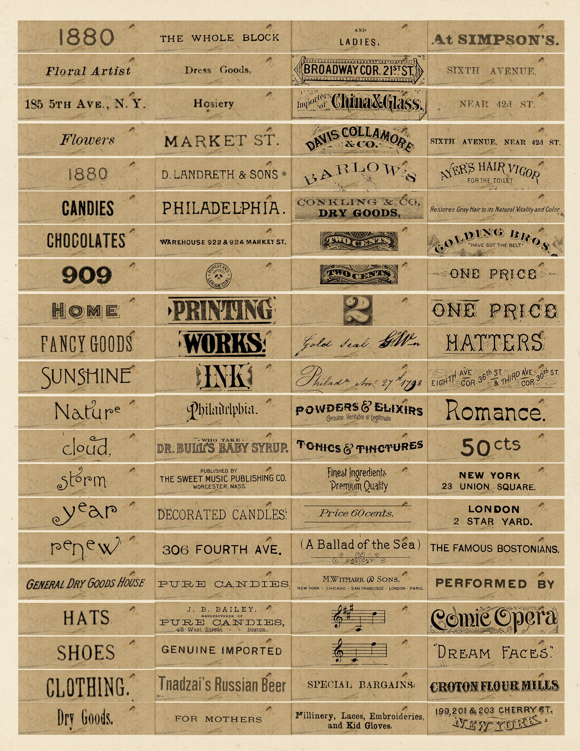 336 Random Labels Digital Printable Large Variety Vintage - Etsy