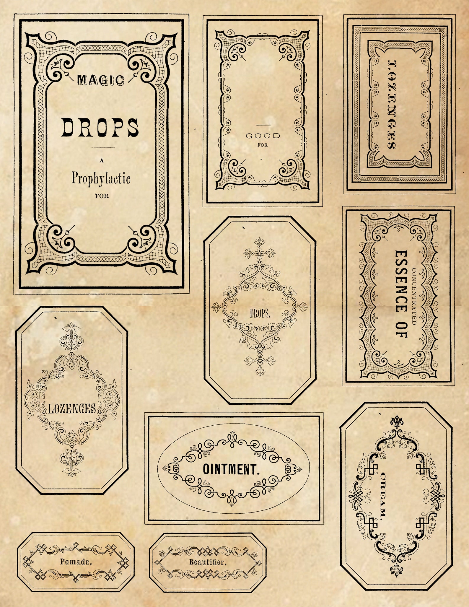 Antique Apothecary Labels Digital Download Printables | Etsy Canada