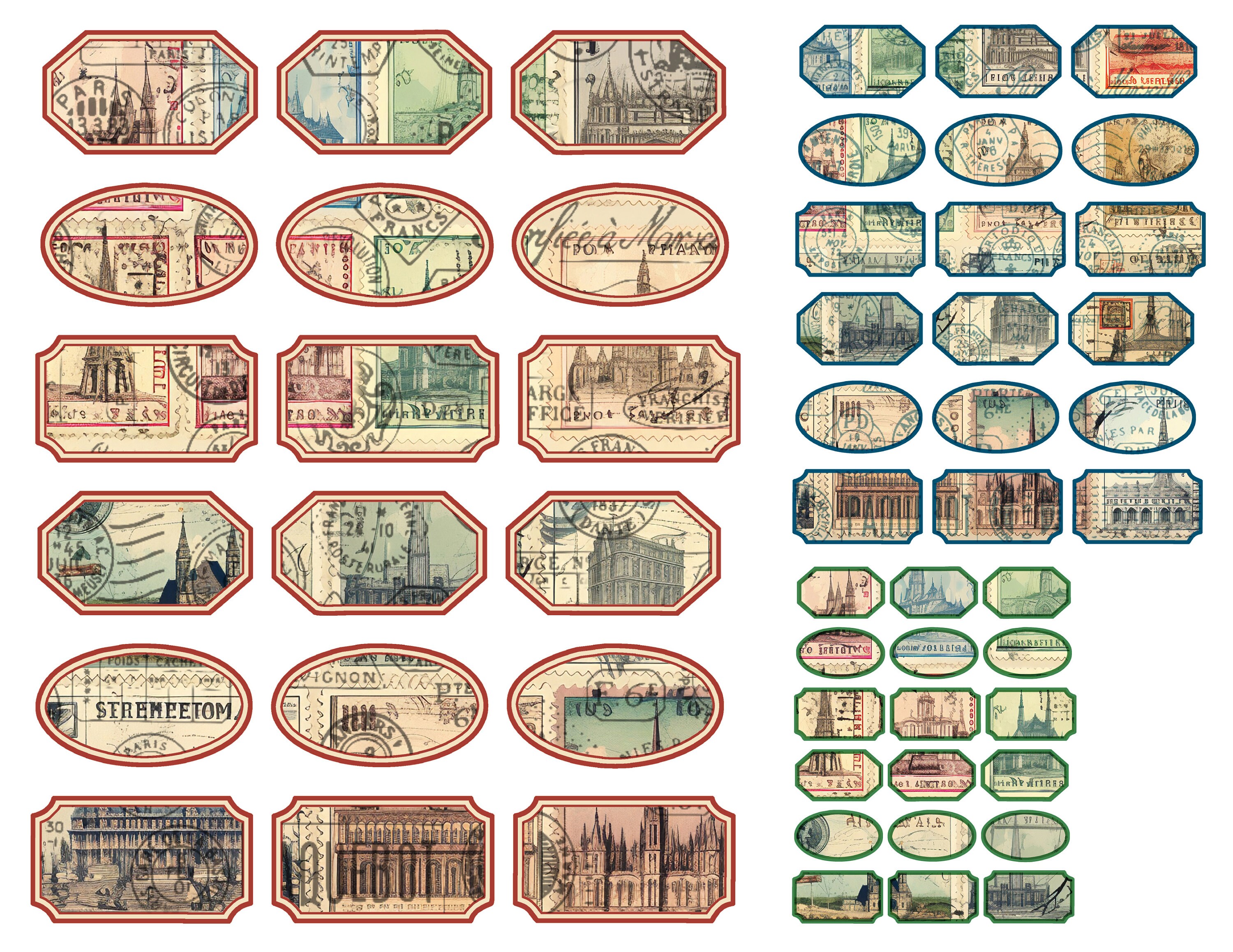 278 Vintage Travel Labels 6 Pages, PDF Only, Printables, Digital ...