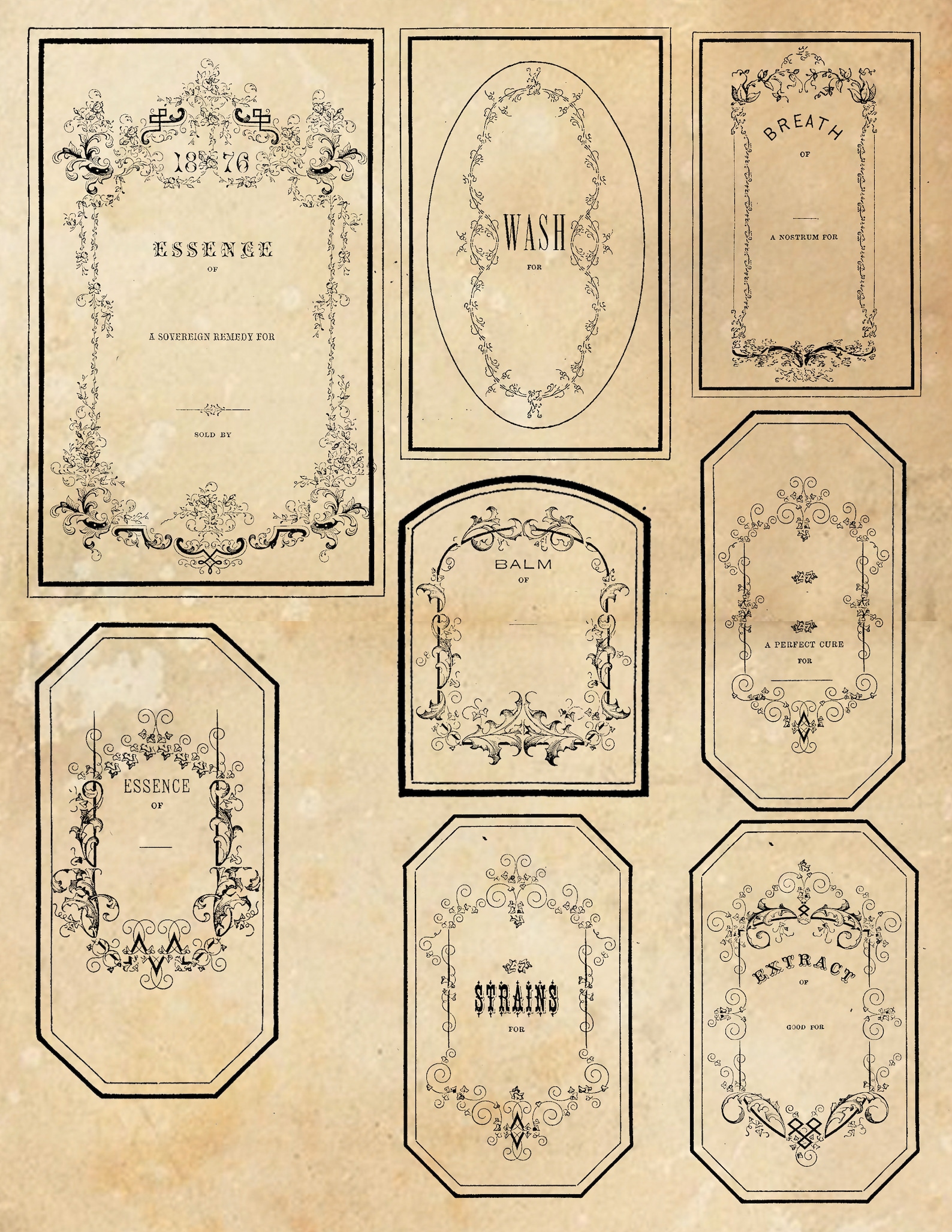 Antique Apothecary Labels Digital Download Printables | Etsy Canada