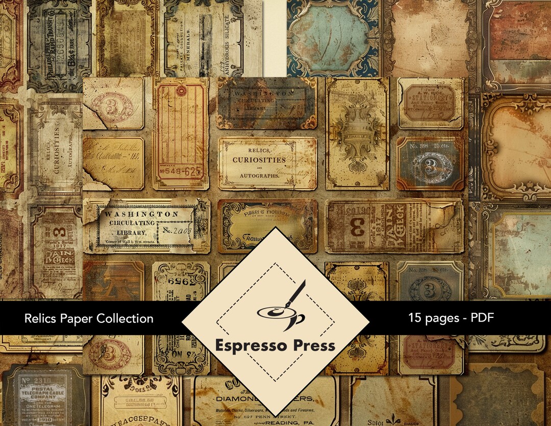 Relics Paper Collection PDF only, Papers, Labels, Distressed, Ephemera ...