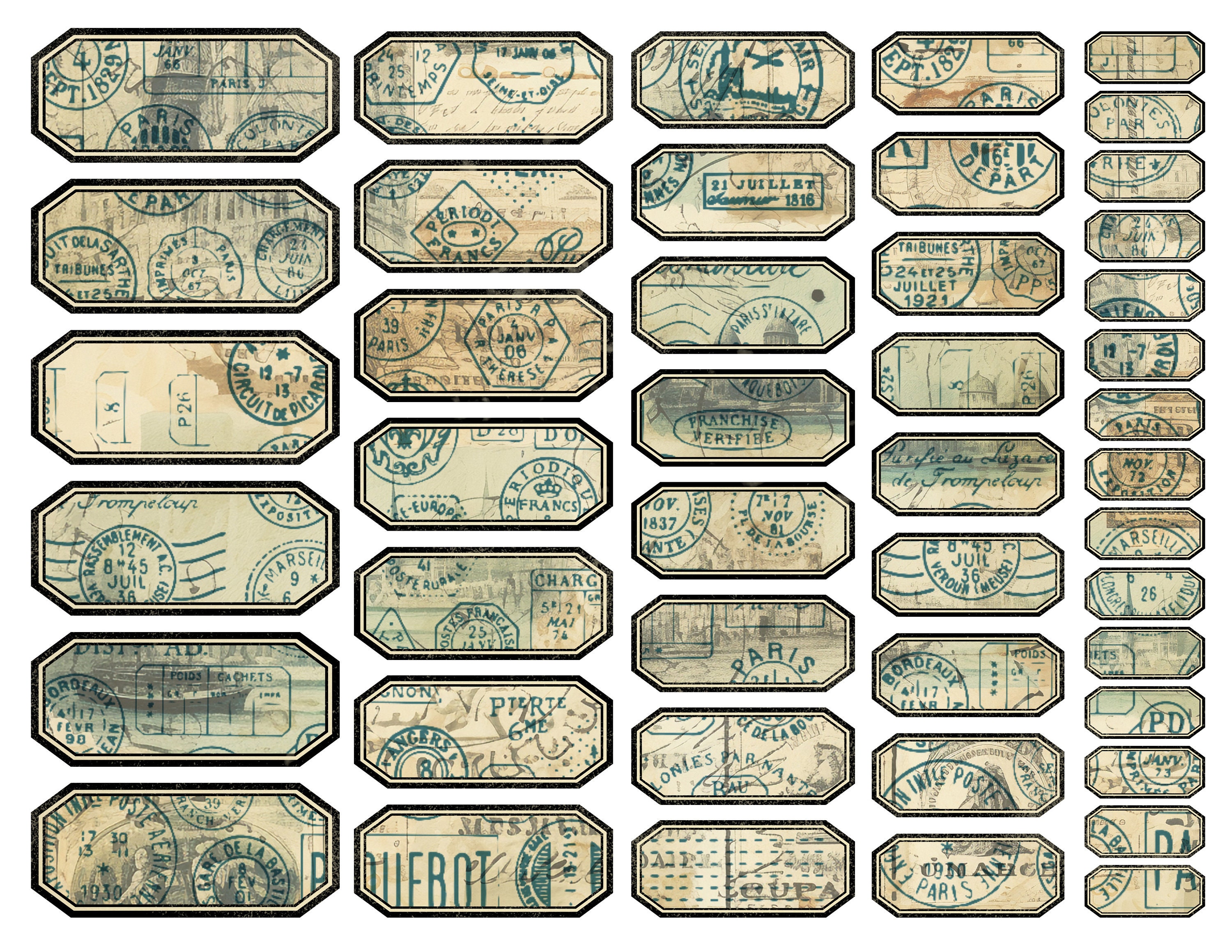 278 Vintage Travel Labels 6 Pages, PDF Only, Printables, Digital ...