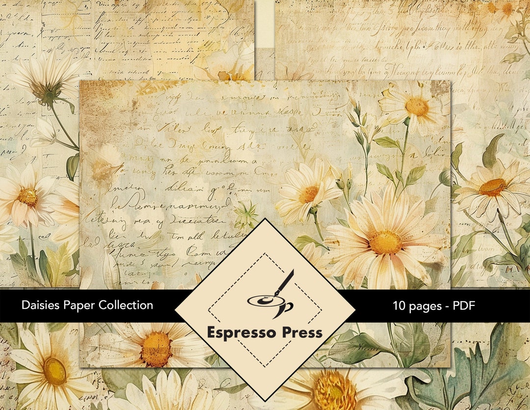 Daisies Paper Collection - PDF Only, Papers, Daisies, Watercolor ...