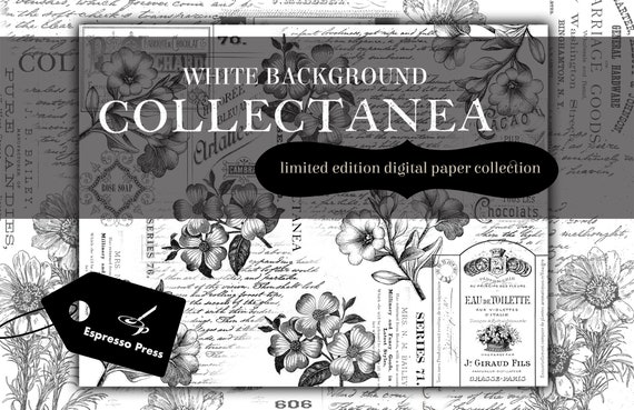 Collectanea White Background Digital Paper Collection - Etsy