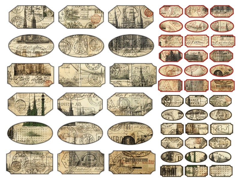 278 Vintage Travel Labels 6 Pages, PDF Only, Printables, Digital ...