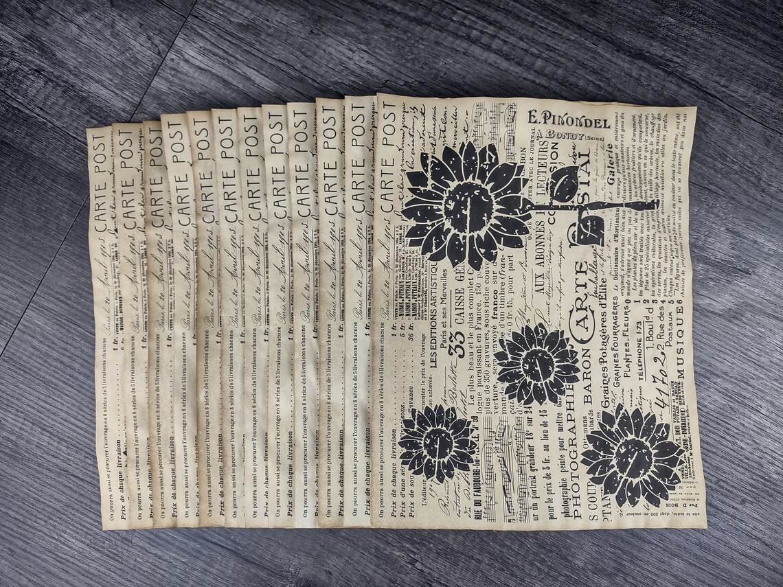 Sunflower Collage Print Tea Dyed Paper Hand Dyed Pages 20lb. - Etsy