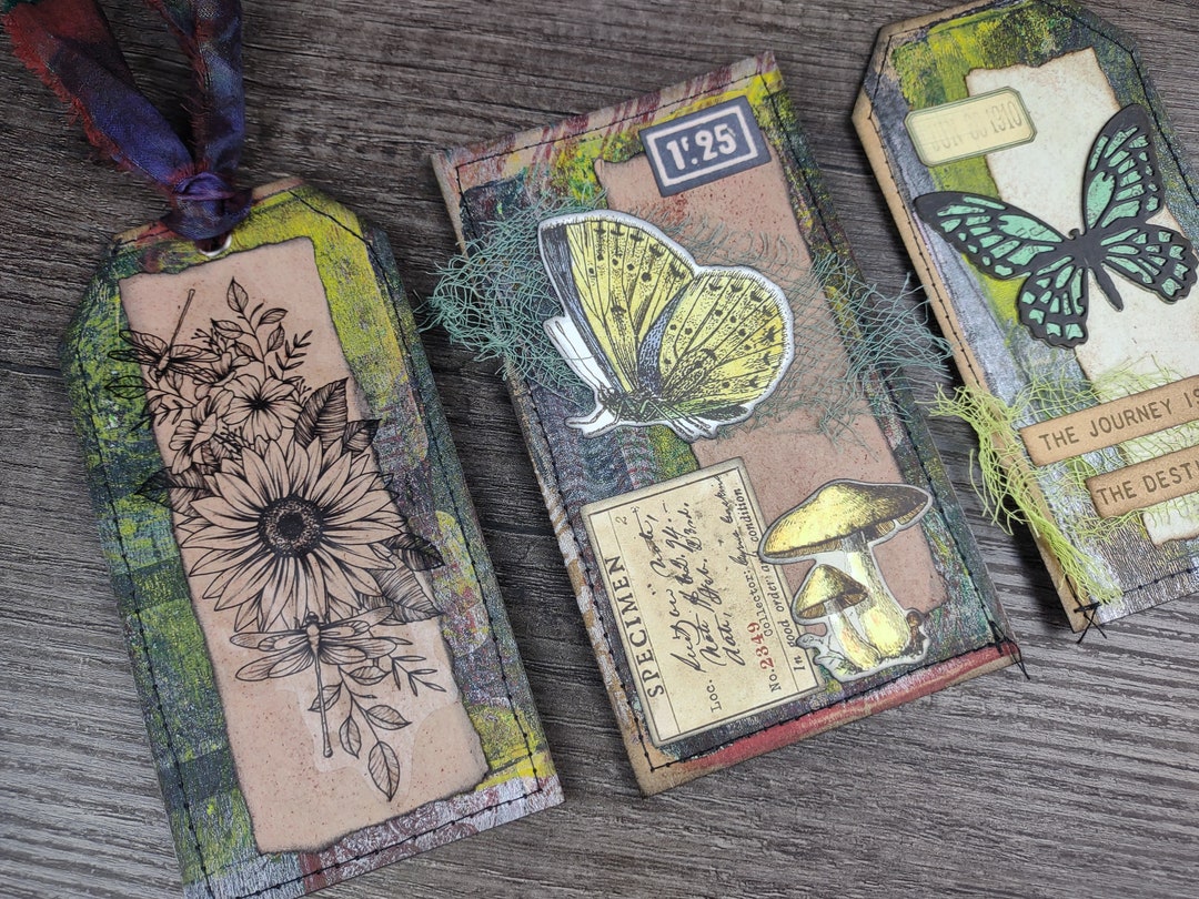 Grungy Collaged Journaling Cards Ad Tag, Handmade Junk Journal Ephemera ...