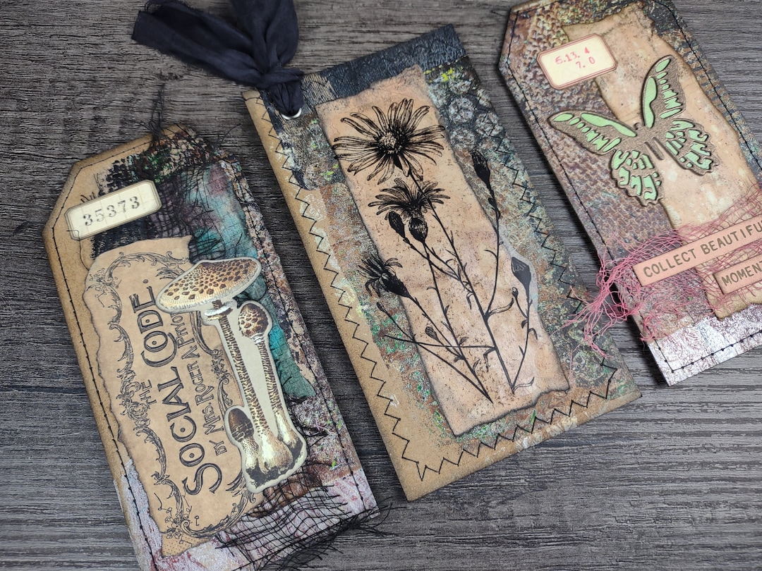 Grungy Collaged Journaling Cards Ad Tag, Handmade Junk Journal Ephemera ...