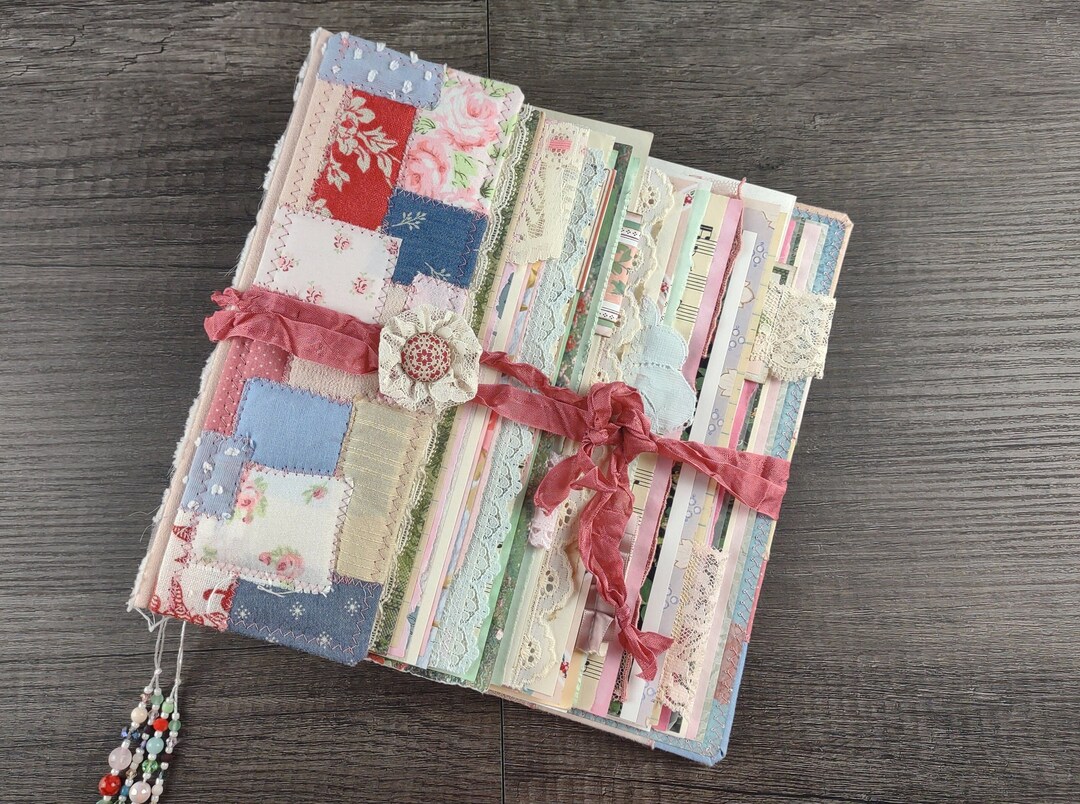 Handmade Rose Waterfall Junk Journal: Quilted Hardcover, 204 Pages - Etsy