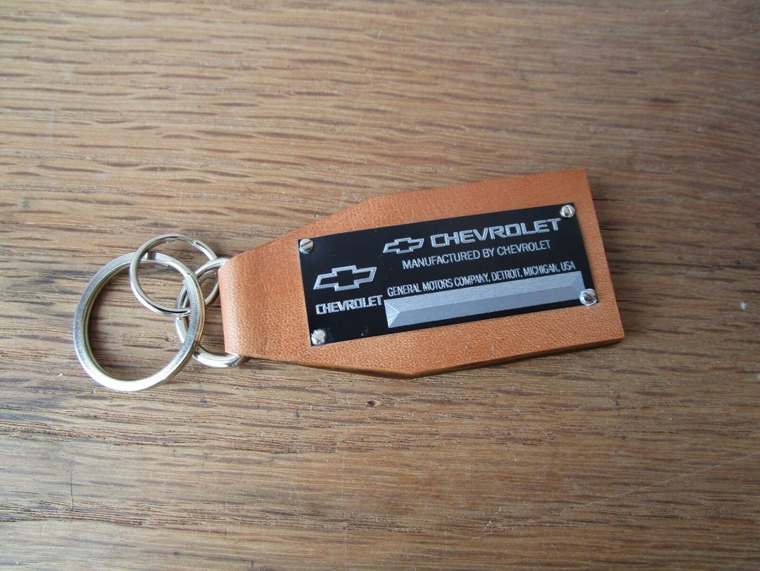 Vintage Classic Look Chevrolet Data Plate Leather Keychain Keyring ...