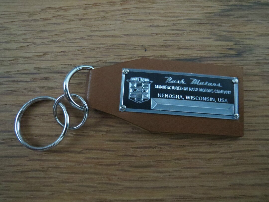 Vintage Classic Look Nash Data Plate Leather Keychain Keyring Keyfob - Etsy