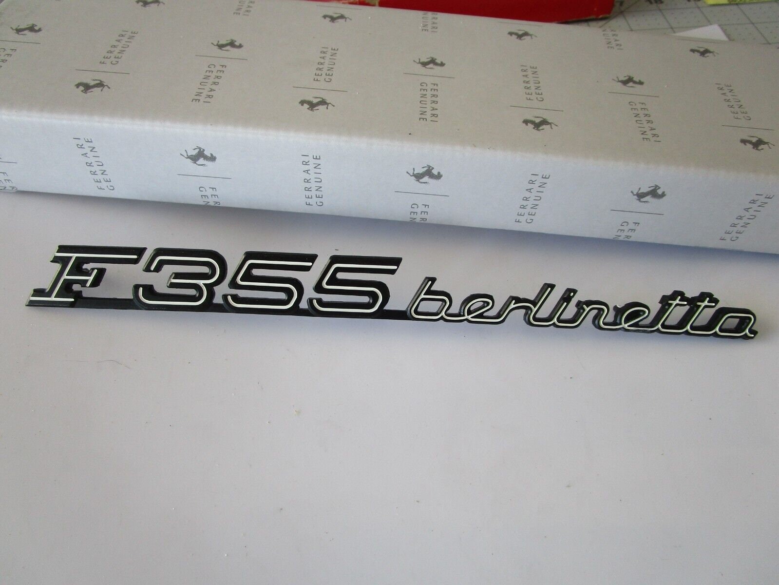 OEM Ferrari F355 Berlinetta Script Metal Emblem Badge Rear Deck 355 NIB ...