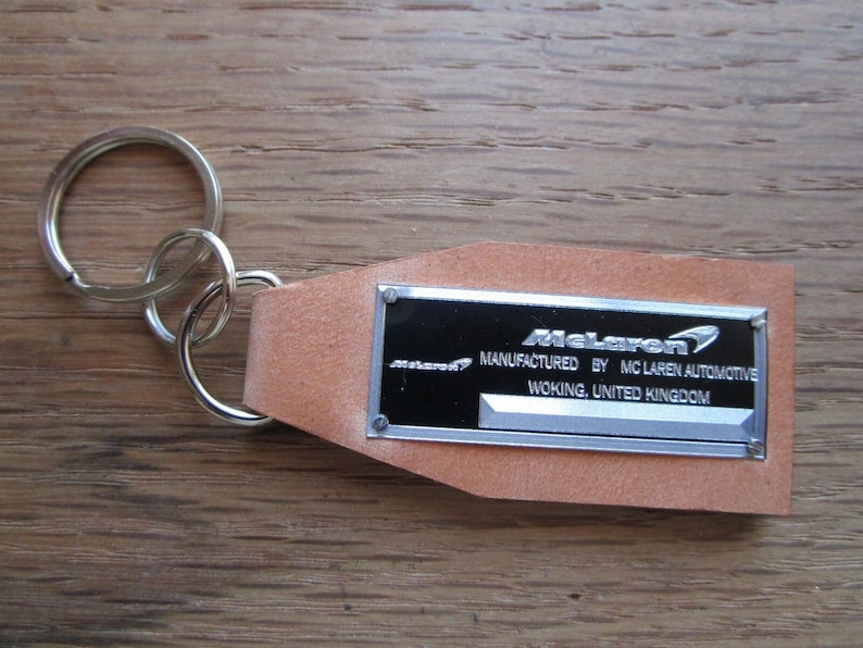 Vintage Classic Look Mclaren Data Plate Leather Keychain Keyring Keyfob ...