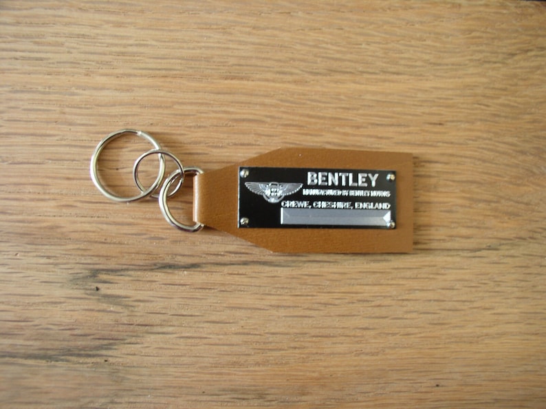Bentley Vintage Look Data Plate Leather Keychain - Etsy