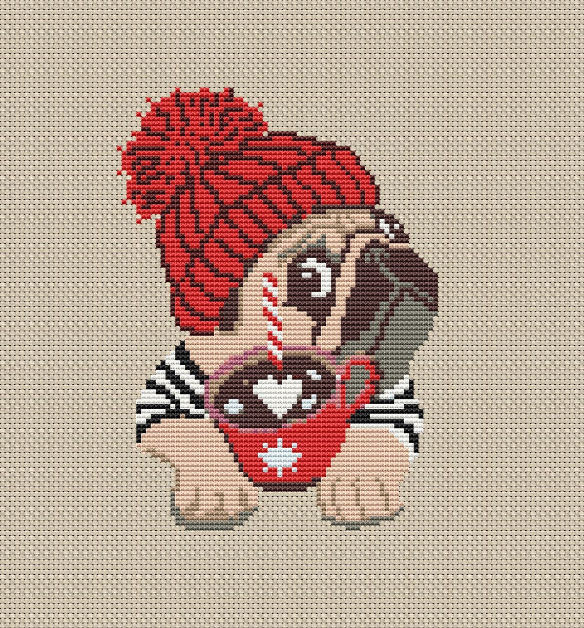 Embroidery Pattern of Pug PDF Format | Etsy