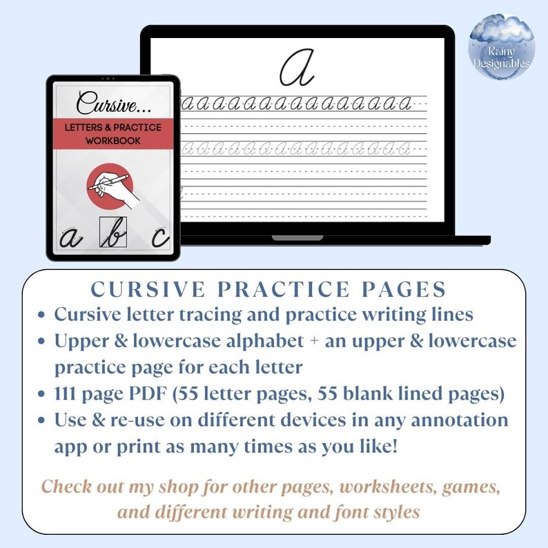 Cursive Learning Pages | Cursive Tracing | Cursive Handwriting Practice ...