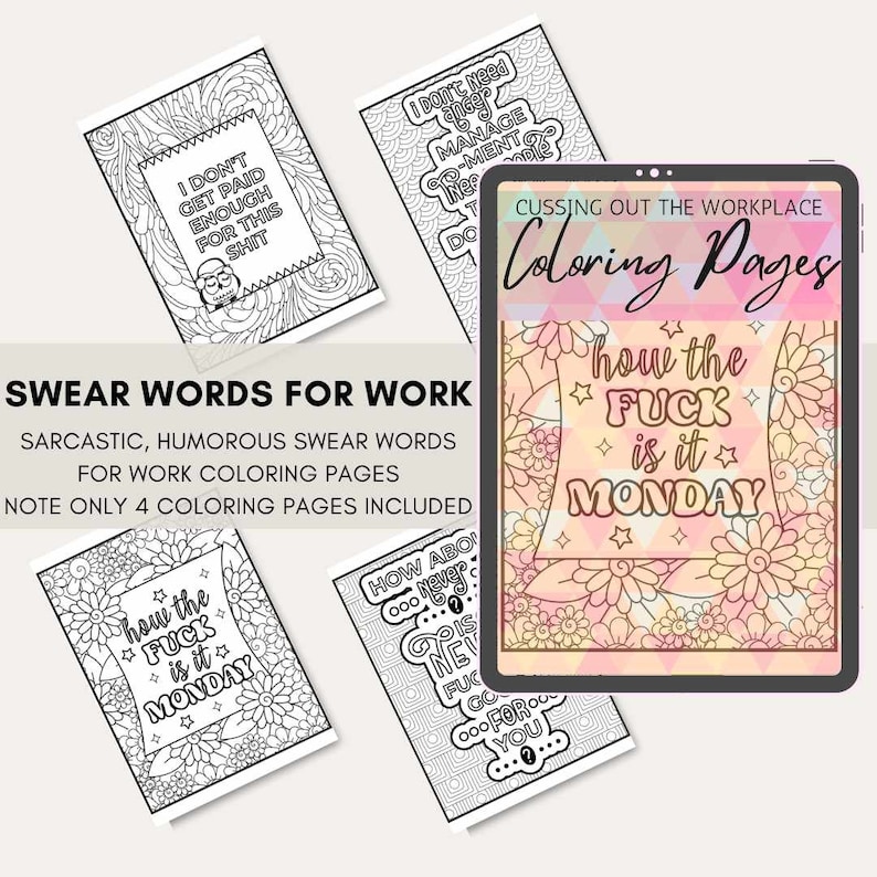 Curse Words for Work 4 Coloring Pages FOUR Pages Inspirational Curse ...