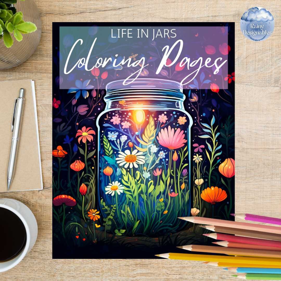 Life in Jars Coloring Digital Coloring Pages Instant Download Digital ...
