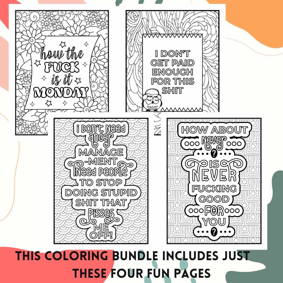 Curse Words for Work 4 Coloring Pages FOUR Pages Inspirational Curse ...