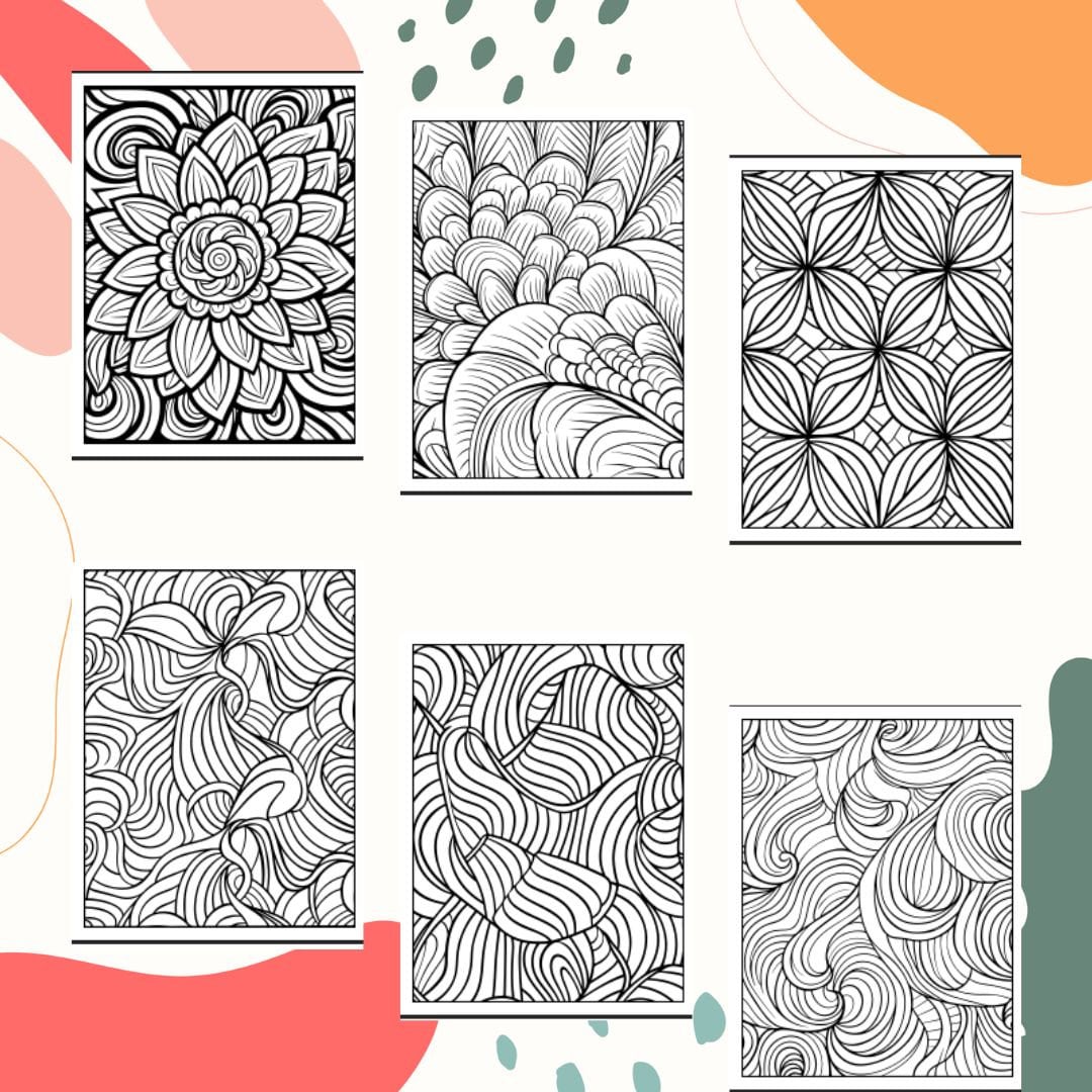Mindful Patterns Digital Coloring Pages Adult Coloring Book Stress ...
