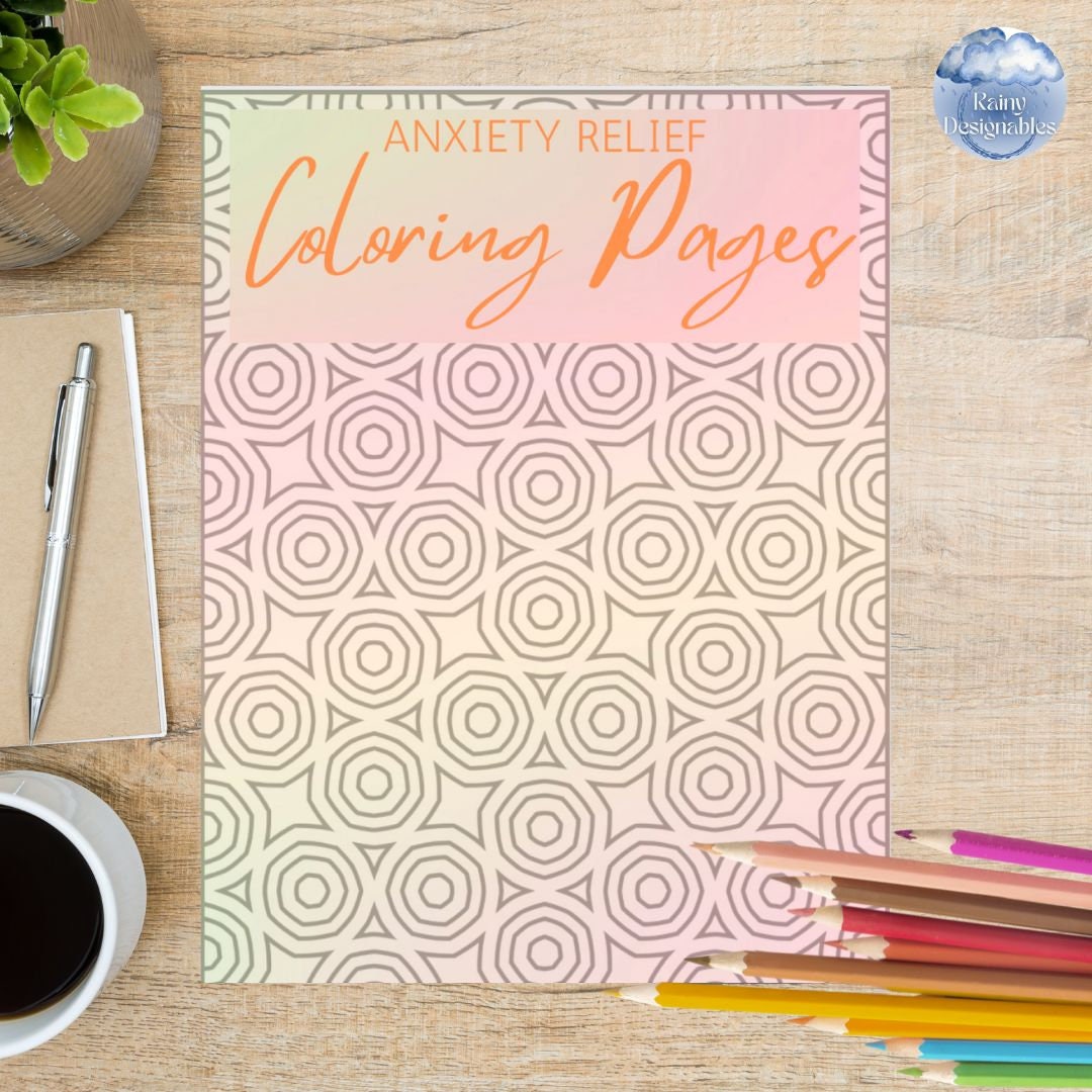 Anxiety Relief Coloring Book Digital Coloring Pages Digital Download ...