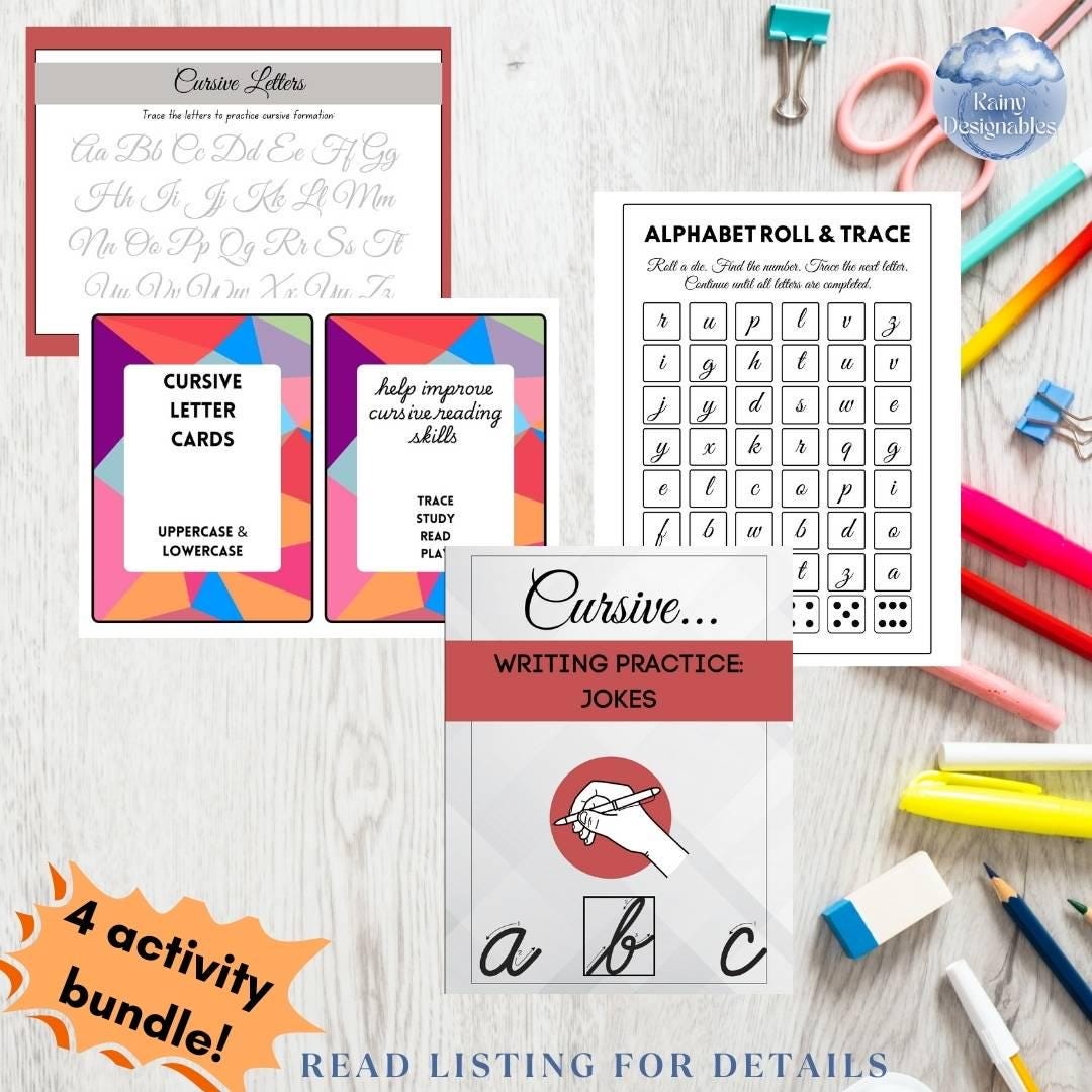 Cursive BUNDLE - 30% Savings | Learning Pages | Jokes | Cursive Tracing ...