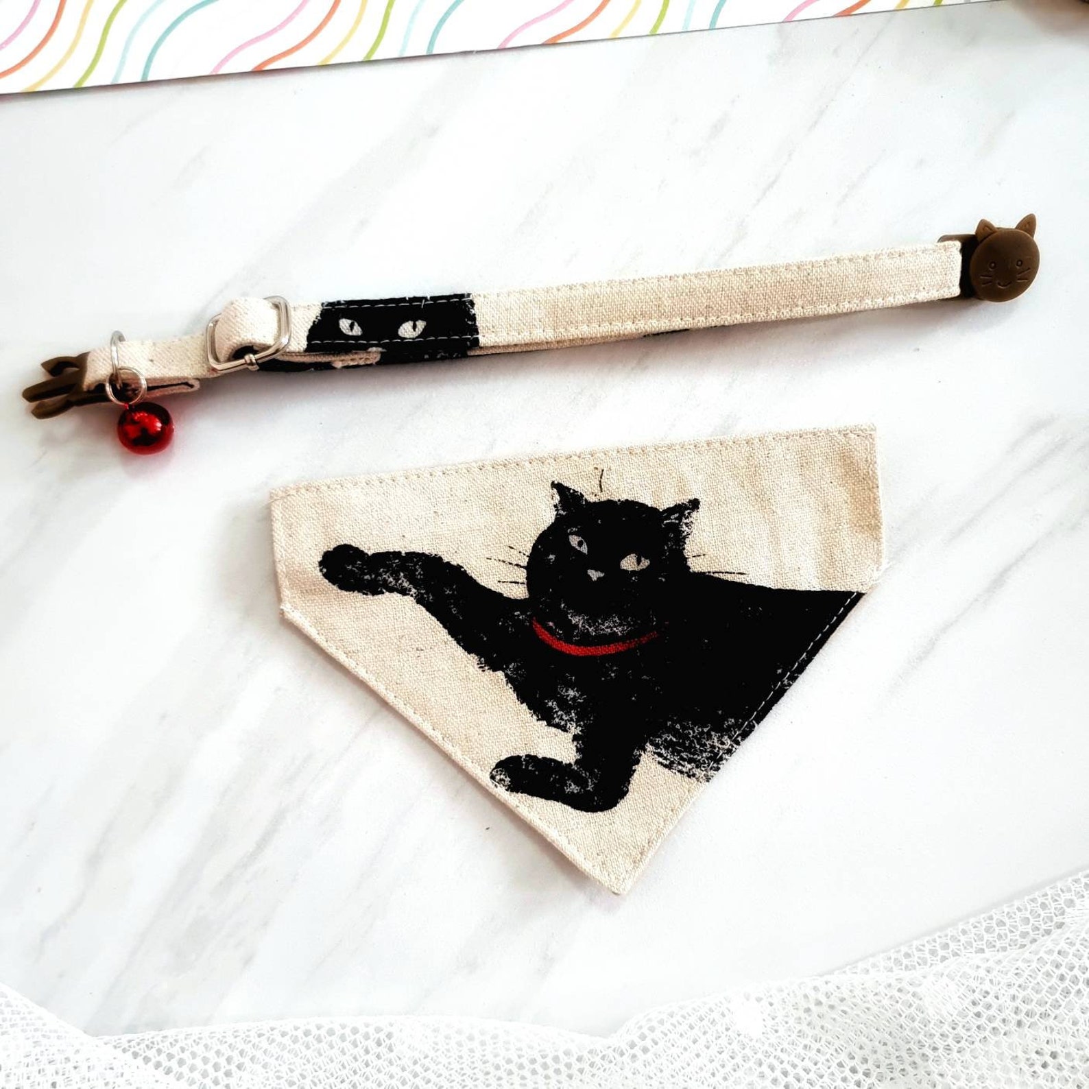 Lovely Black Cat Japan Bandana Cat Collar With Breakaway - Etsy