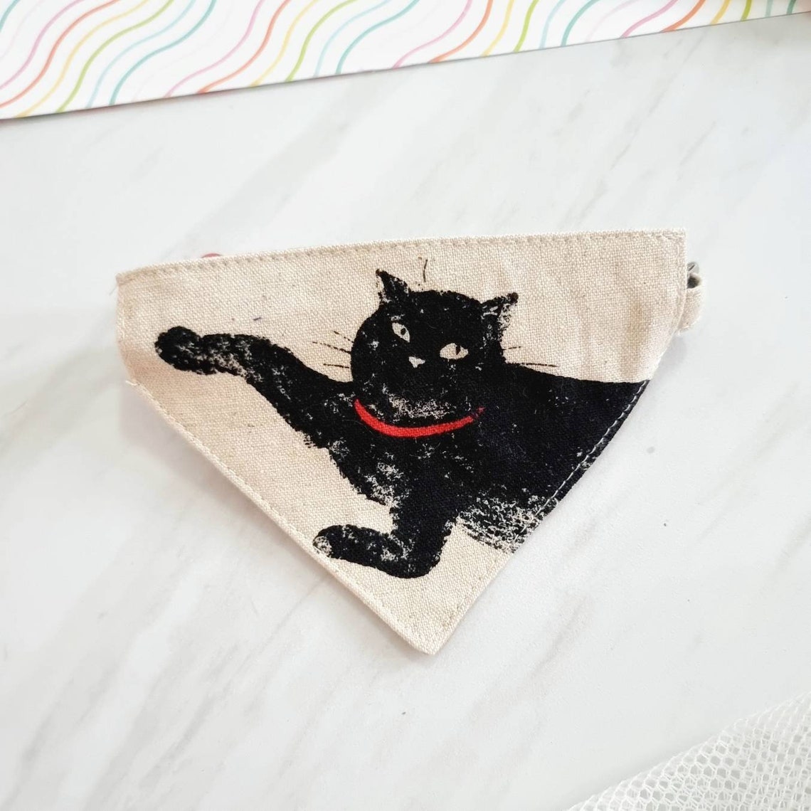 Lovely Black Cat Japan Bandana Cat Collar With Breakaway - Etsy