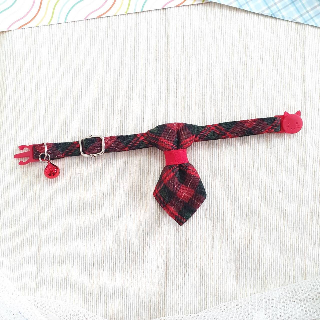 Tartan fabric Cat Necktie Collar with Breakaway Safety Buckle | Etsy