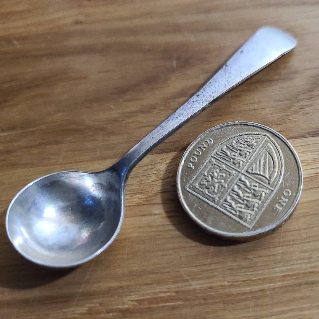 1898 SWS Tiny Solid Silver Salt Condiment SPOON Birmingham Samuel ...
