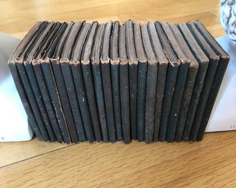 Antique Little Leather Library 1920's Books Miniature Small Redcroft ...