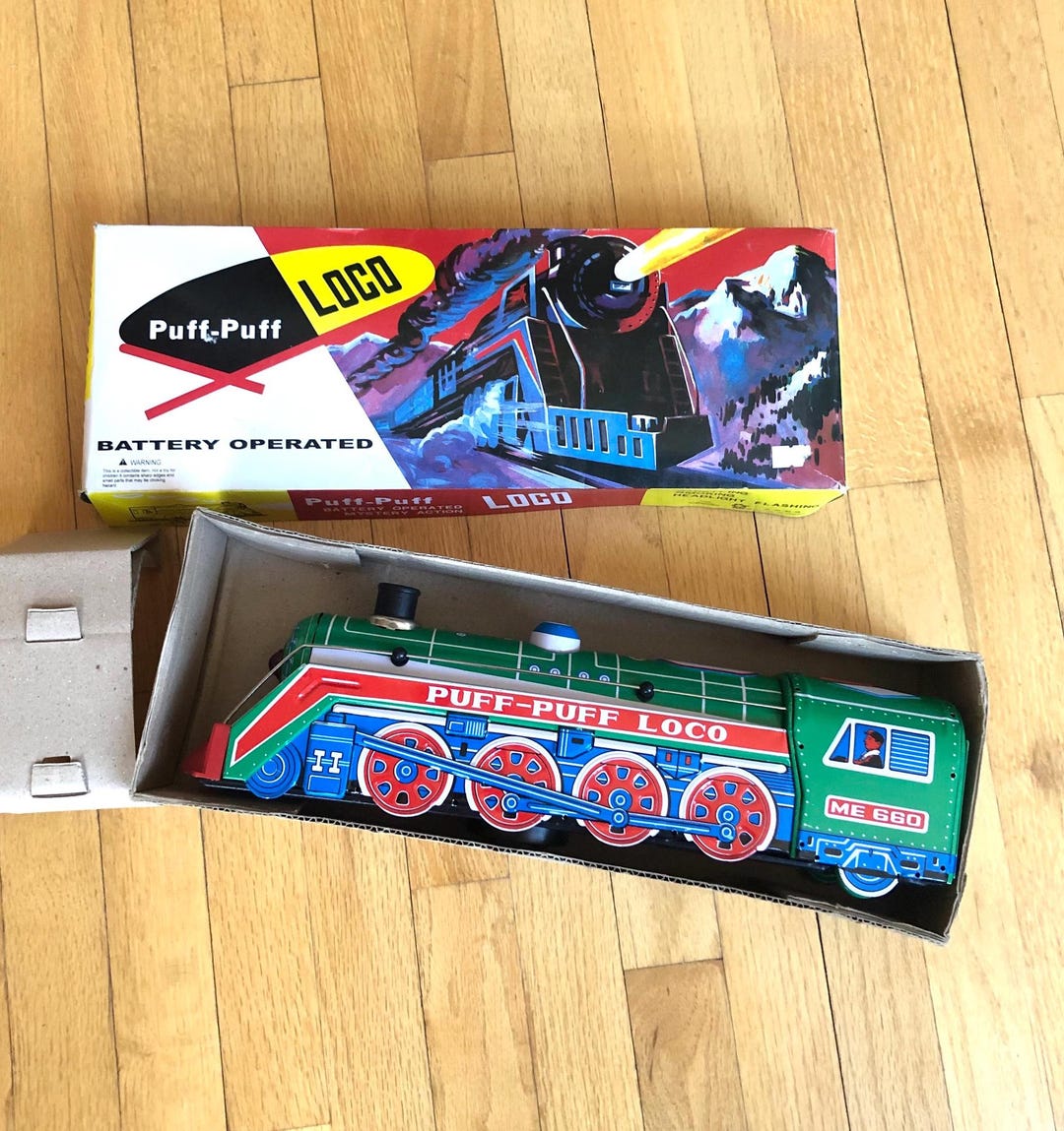 Puff Puff Loco Tin Battery Powered Train Toy New in Original Box ...
