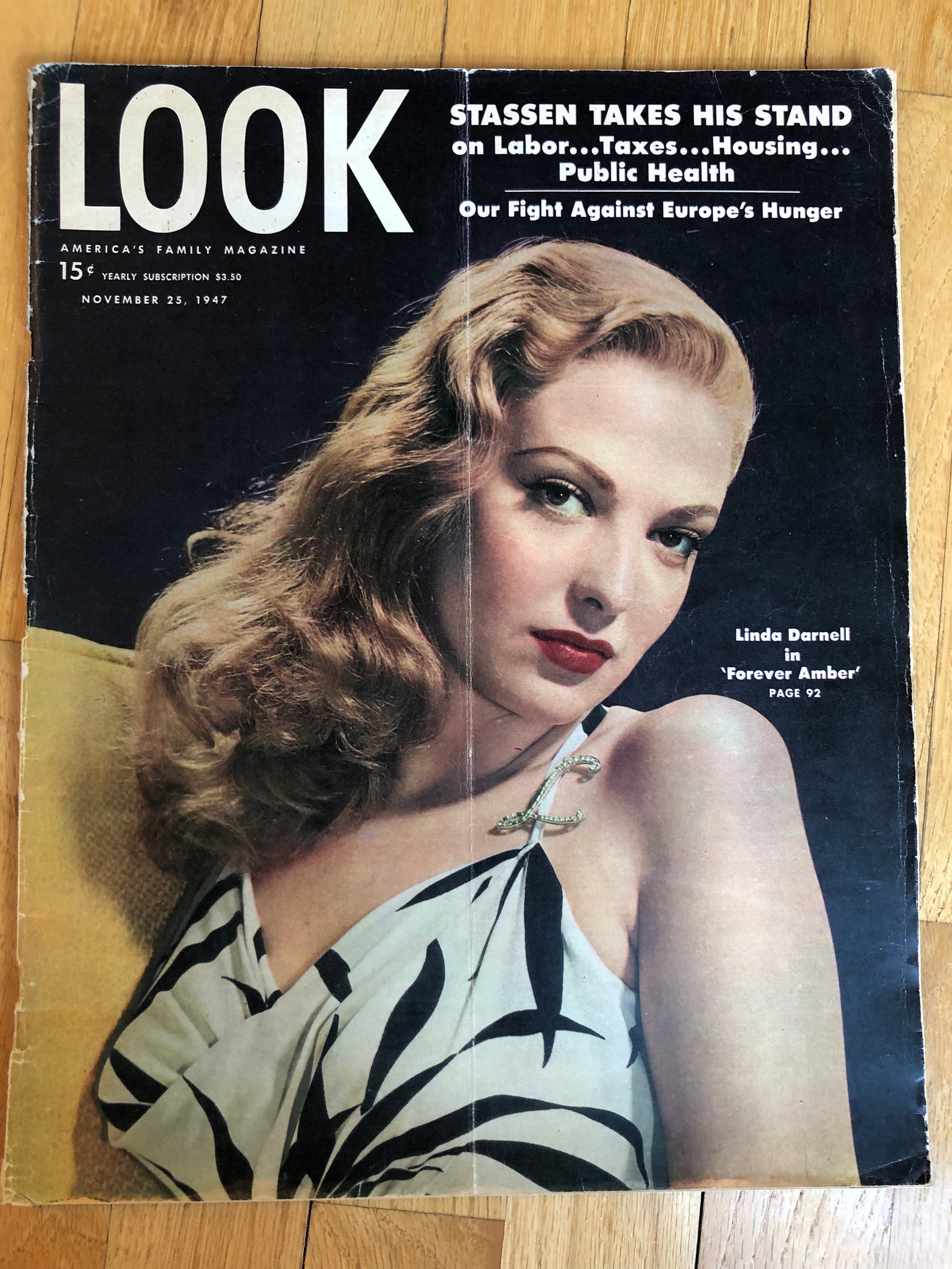 Vintage Look Magazine November 25, 1947 Issue Featuring Linda Darnell ...