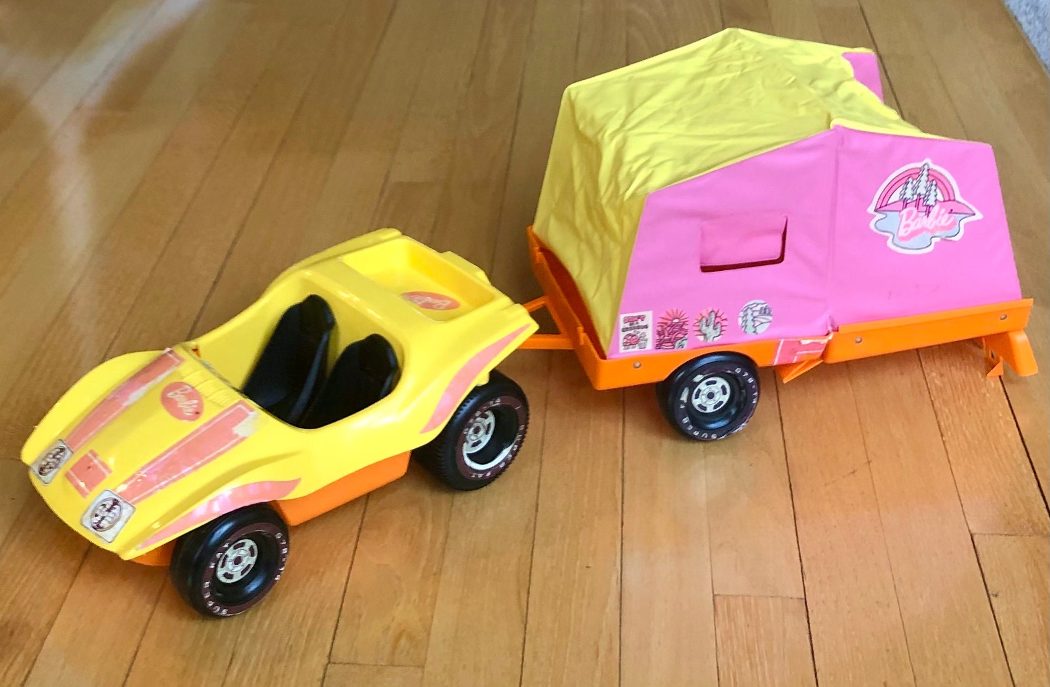 Vintage 1970s BARBIE Mattel Camping Dune Buggy and Trailer Camper Set ...