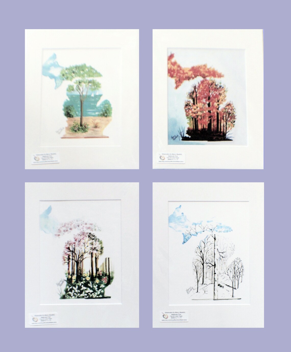 Set of Michigan 4 Seasons Ea. Print 8 x 10 Matted to 11 x | Etsy