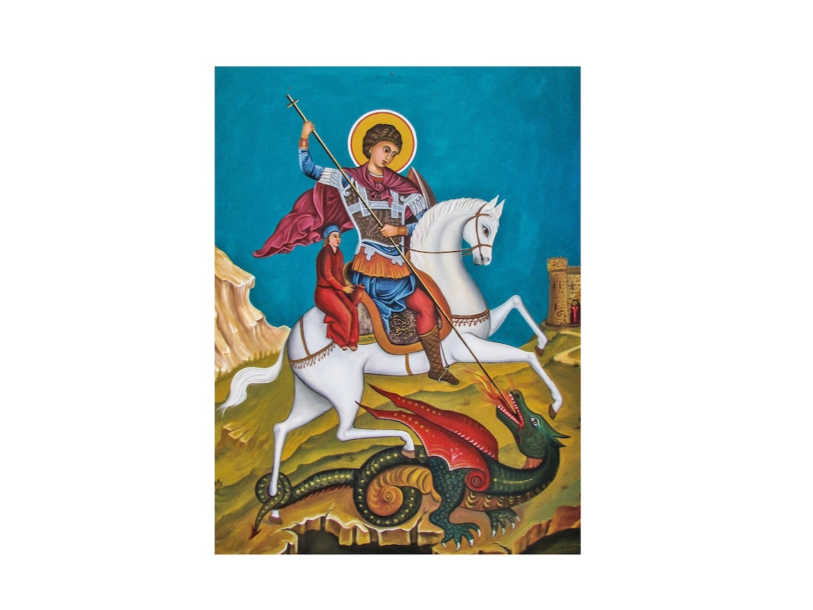Catholic Art Saint George Christian Icon St George Icon - Etsy