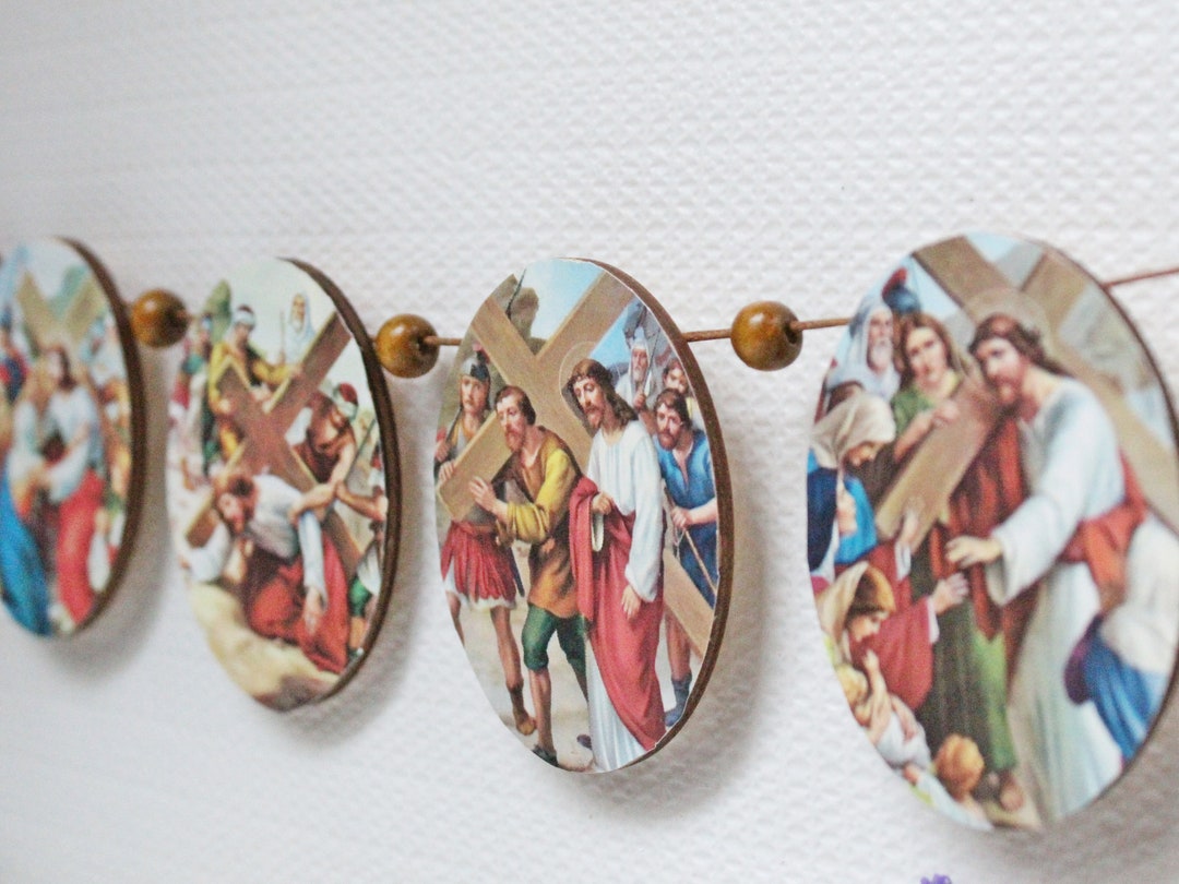 Stations of the Cross Garland, Easter Garland, 14 Stations of the Cross ...