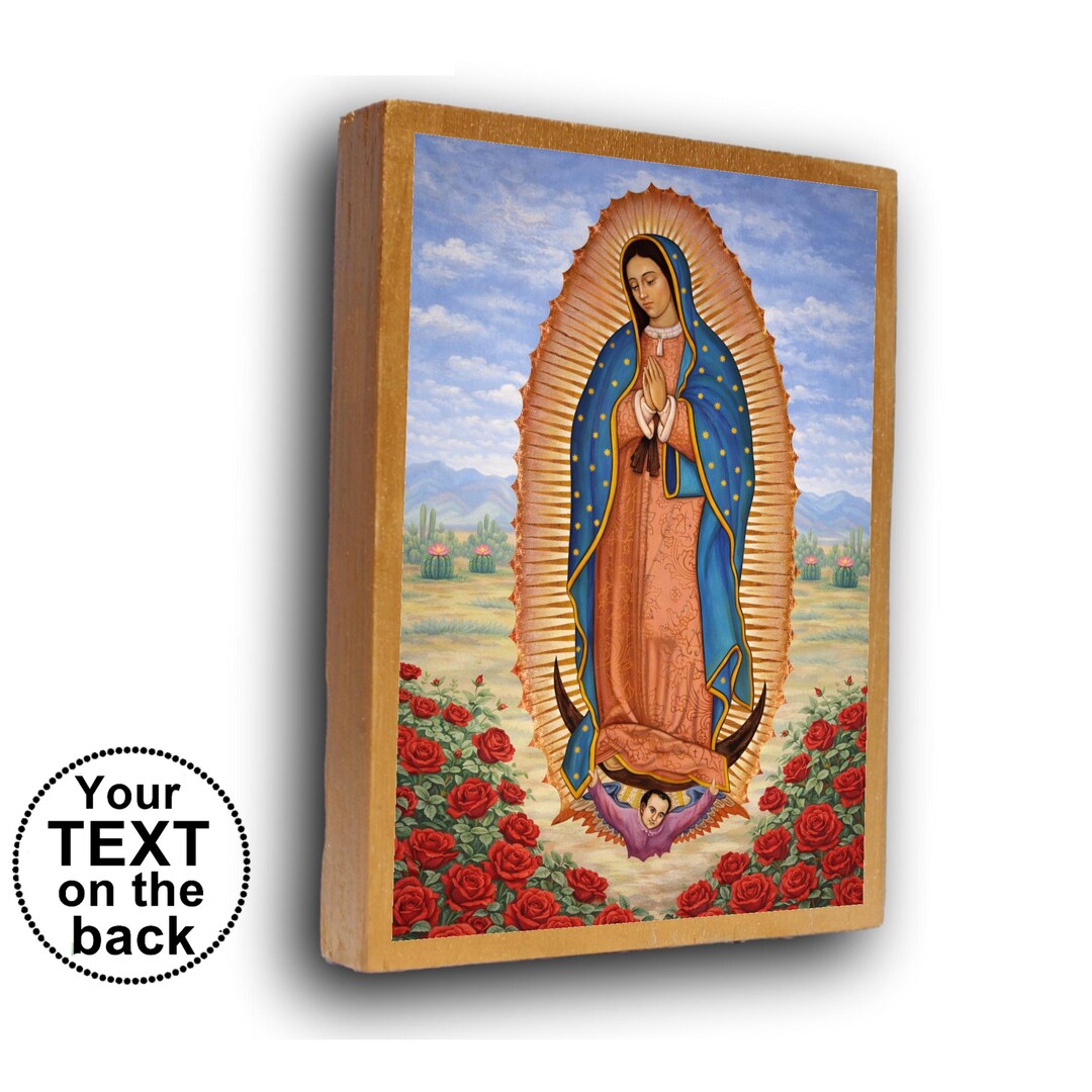 Our Lady of Guadalupe Icon, Christian Gift, Ikone With Text on the Back ...