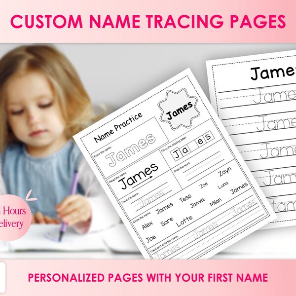 Worksheets for Kids Name Tracing - Etsy