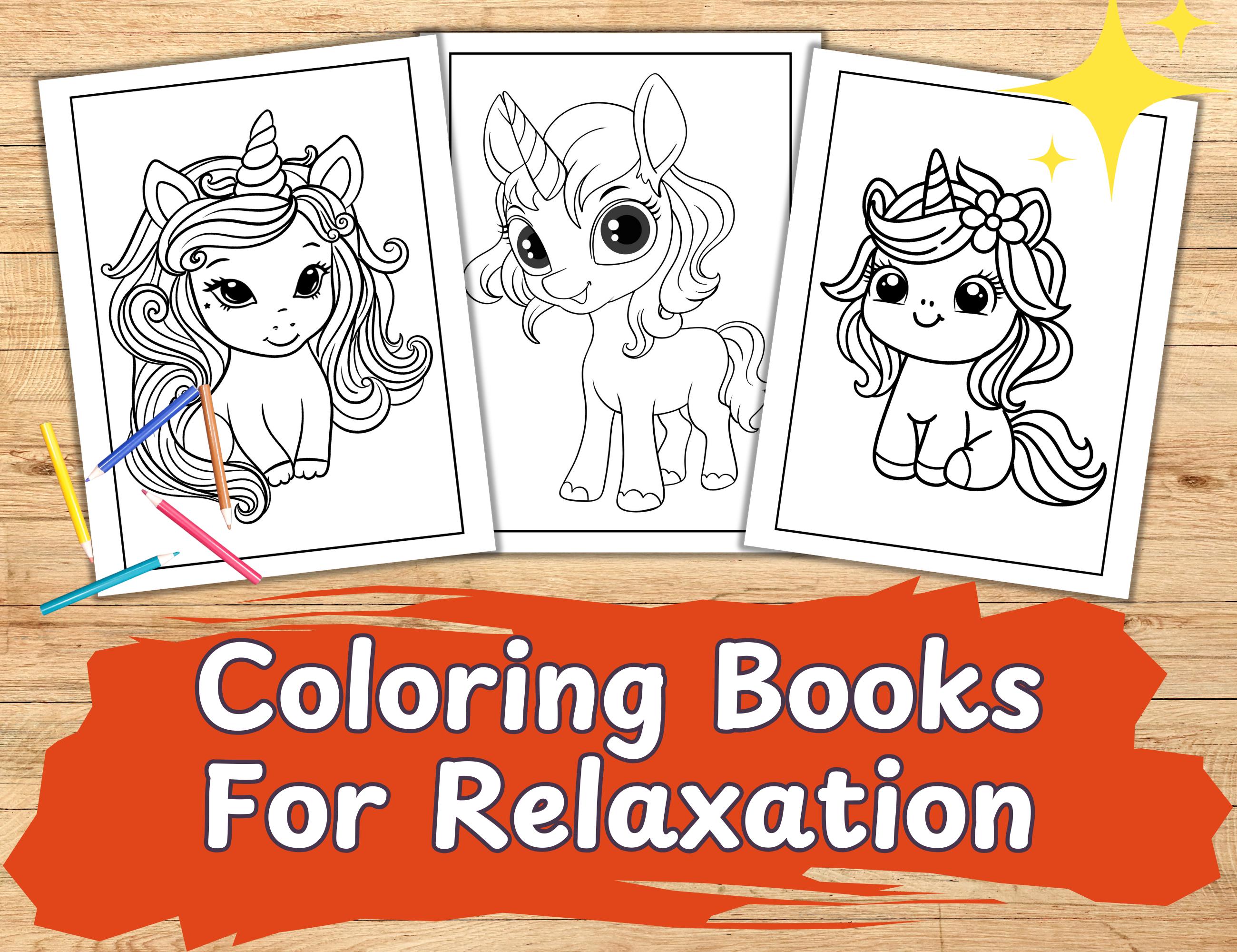 Unicorn Coloring Pages, Magical Digital Prints, Creative Activity for ...