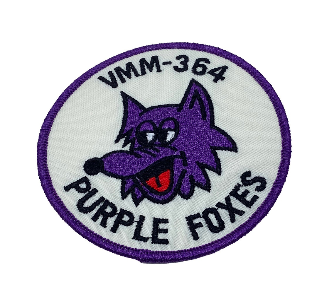 VMM-364 Purple Foxes white Background Squadron Patch With Hook and Loop ...